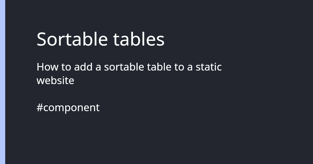 Sortable tables | Astro Digital Garden